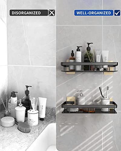 Amythe Shower Caddy Shelf Organizer,Shelves for Bathroom Organizer Wall Shower Shelf for Inside Shower, Bathroom Kitchen Self Adhesive No Drilling Rustproof, Black