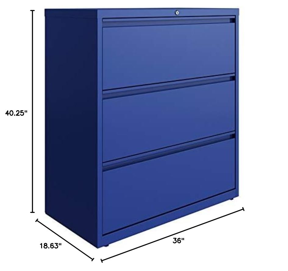 Hirsh 36-in Wide HL10000 Series 3 Drawer Metal Lateral File Cabinet Classic Blue