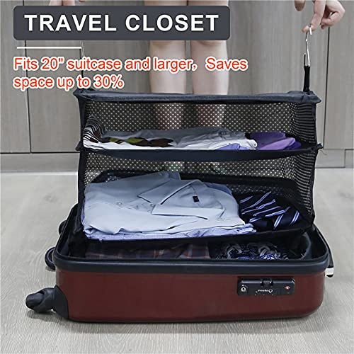 FAMKIT Luggage Organizer Portable Hanging Travel Shelves Storage Bag for Travel Luggage Space Saving