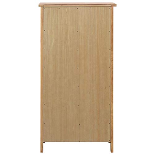 VVLXRIC Wood Storage Cabinet Sideboard Multi-Function Shoes Case with 2 Drawers and 4 Open Shelves, Floor Storage Container for Hallway Dining Room Kitchen or Bedroom 29.9"x14.6"x41.3" Solid Oak Wood