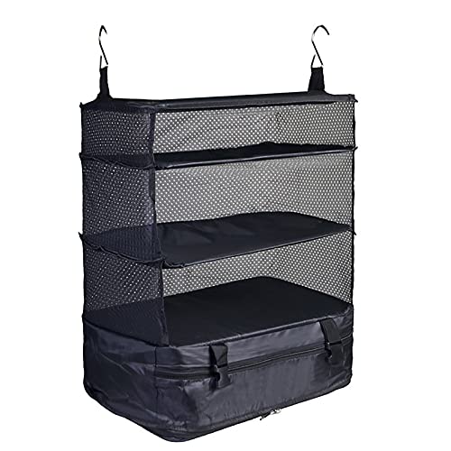 FAMKIT Luggage Organizer Portable Hanging Travel Shelves Storage Bag for Travel Luggage Space Saving