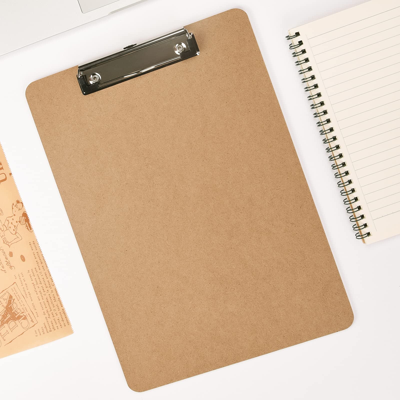 Hongri Hardboard Clipboard, Letter Size Wood Clipboard for Nurses, Lawyers, Students, Classroom, Office, Women, Man, A4 Standard Size 9" x 12.5", with Low-Profile Metal Clip, Brown