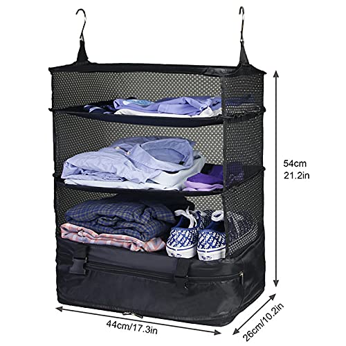 FAMKIT Luggage Organizer Portable Hanging Travel Shelves Storage Bag for Travel Luggage Space Saving