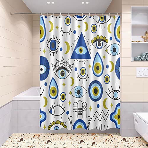 4PCS Abstract Eyes Pattern Shower Curtain Set with Non-Slip Rugs, Toilet Lid Cover and Bath U-Shaped Mat, Bathroom Decor Set Accessories Waterproof Shower Curtain Sets with 12 Hooks