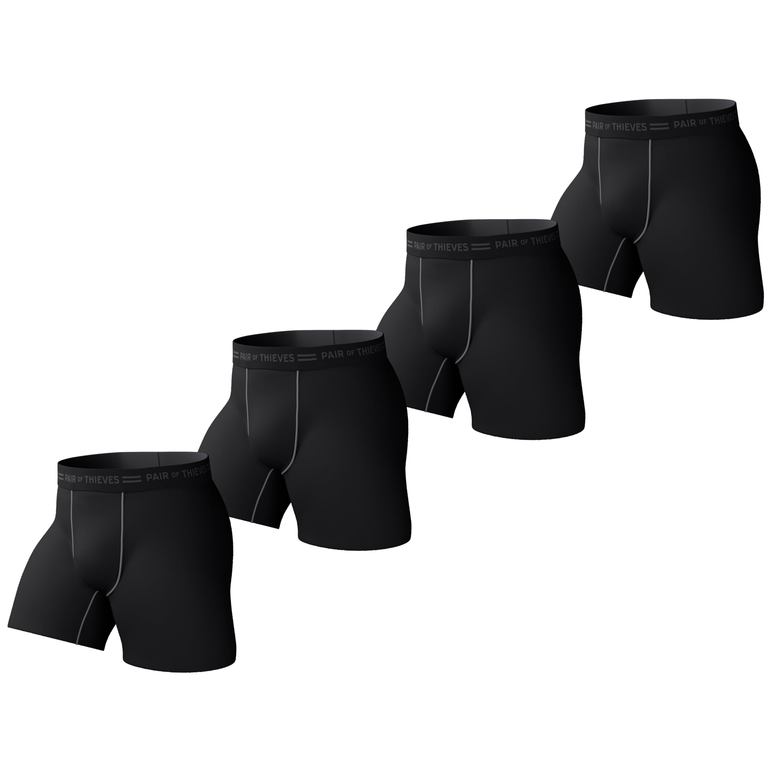 Pair of Thieves Soft Cotton Boxer Briefs for Men Pack (4 Pack) - Tagless Underwear for Men Pack Black