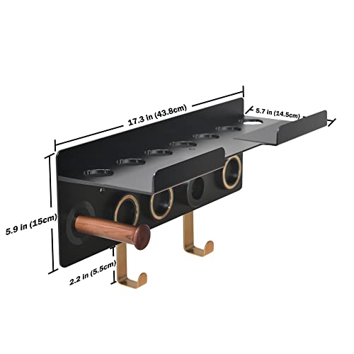 Floatant Wall Mount Holder for Dyson Airwrap Styler Supersonic Hair Dryer, Nail-Free or Perforat Install, Organizer for Storage Attachments, Rack with Hooks for Accessories Nozzles Barrels Brushes