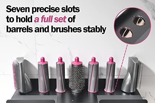 Floatant Wall Mount Holder for Dyson Airwrap Styler Supersonic Hair Dryer, Nail-Free or Perforat Install, Organizer for Storage Attachments, Rack with Hooks for Accessories Nozzles Barrels Brushes
