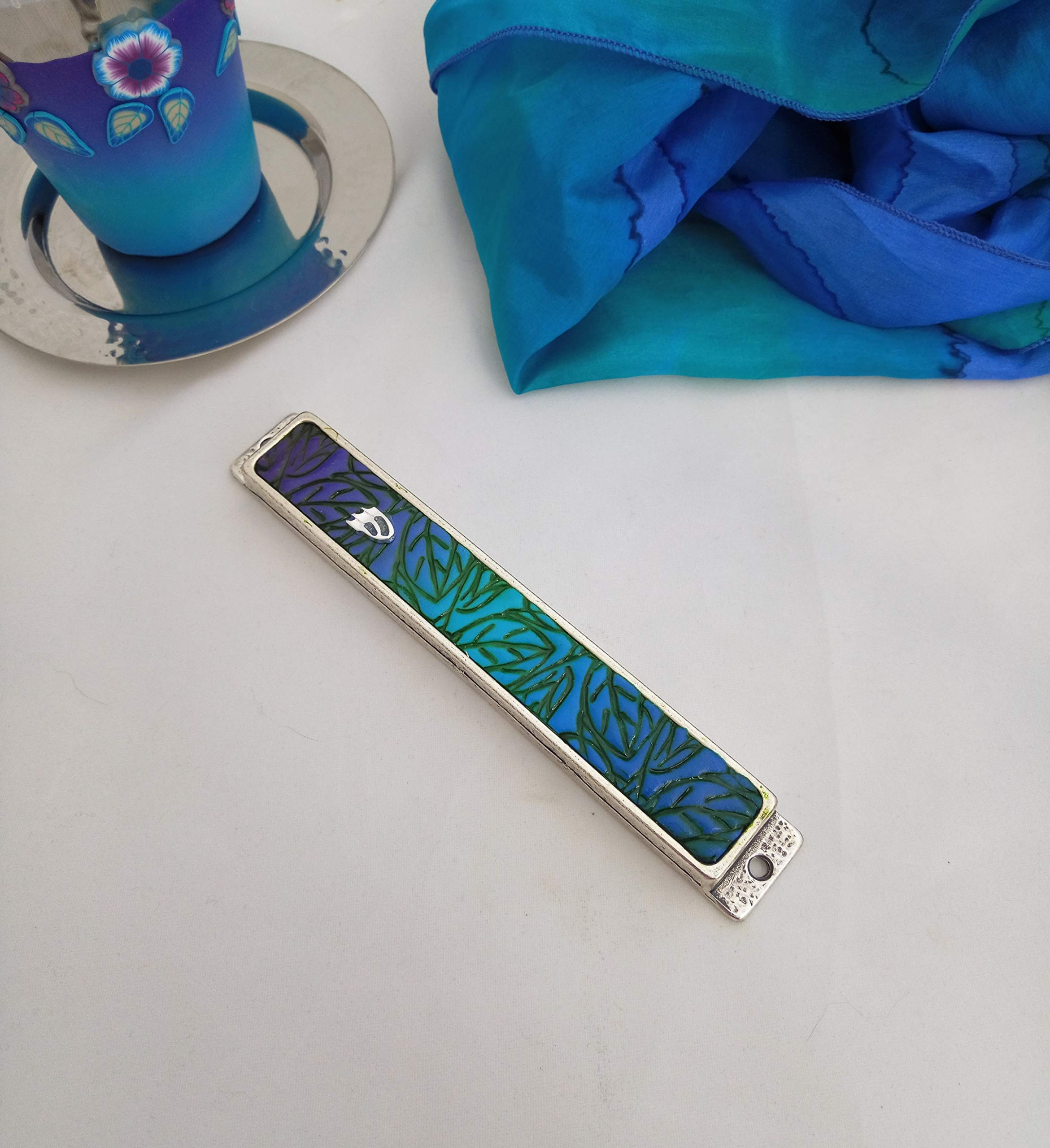 Mezuzah Case, Handmade Judaica Art by Israeli artist, perfect as wedding and Bar Mitzvah Gift