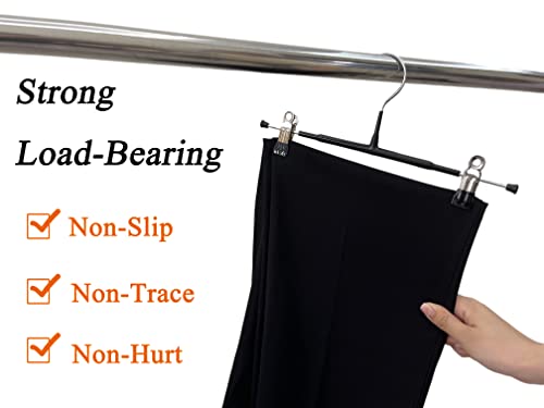 TSAZEN Skirt Hangers, 10 Pack Pant Hanger with Adjustable Metal Trouser Clips, Space Saving Clothes Hangers for Pant, Trousers, Skirts, Jeans