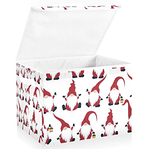 senya Large Storage Bins with Lids Large Closet Storage Bins Christmas Gnomes(6), Foldable Fabric Storage Boxes with Handle for Home Bedroom Office(228vb9g)