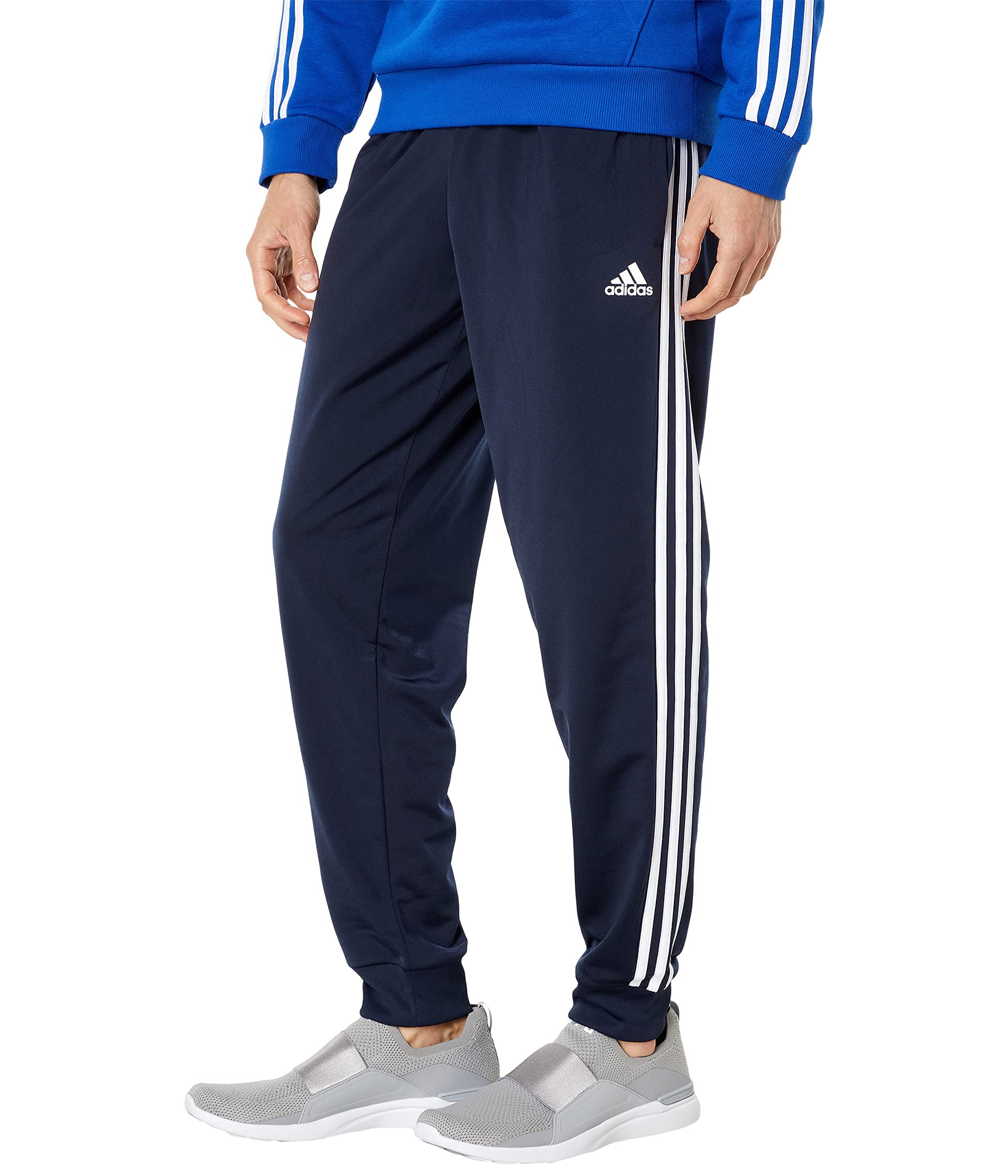 adidas Men's Big Essentials Warm-Up Slim Tapered 3-Stripes Tracksuit Bottoms, Legend Ink/White, X-Large/Tall