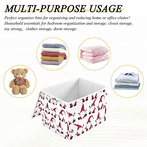 senya Large Storage Bins with Lids Large Closet Storage Bins Christmas Gnomes(6), Foldable Fabric Storage Boxes with Handle for Home Bedroom Office(228vb9g)