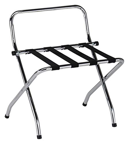 Kings Brand Furniture - Chrome / Black Metal Foldable High Back Luggage Rack