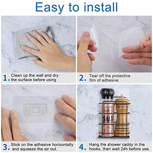 HUGSEE Shower Caddy Adhesive Shower Shelves 5 Pack Bathroom Caddy for Shower Organizer Storage Shower Shelf No Drilling with Soap Toothbrush Holder, Shower Rack for Inside Shower Kitchen Storage Black