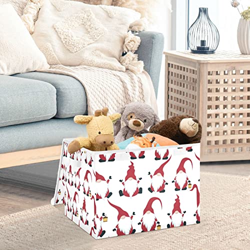 senya Large Storage Bins with Lids Large Closet Storage Bins Christmas Gnomes(6), Foldable Fabric Storage Boxes with Handle for Home Bedroom Office(228vb9g)