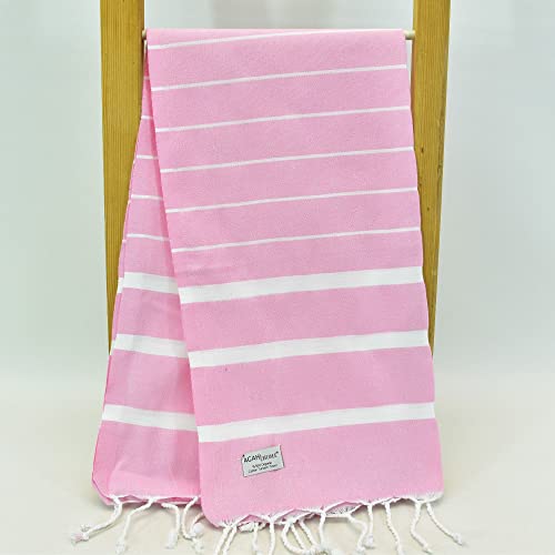 Agah Home Hand Towel, Face Towel, Kitchen Towel, Dish Towel, Cotton Towel, Monogrammed Towel, 20x40 in Turkish Peshkir, Kalın Cizgi Peshkir (Pink)