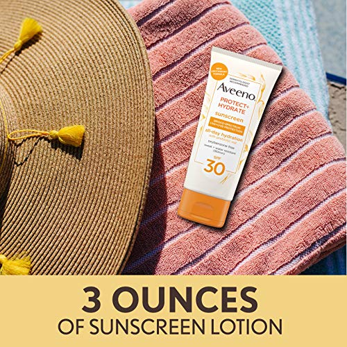 Aveeno Protect + Hydrate Moisturizing Body Sunscreen Lotion With Broad Spectrum Spf 30 & Prebiotic Oat, Weightless & Refreshing Feel, Paraben-free, Oil-free, Oxybenzone-free, 3.0 ounces