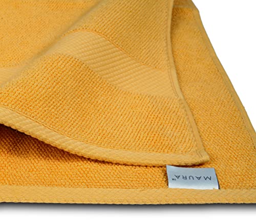 Maura Premium Washcloths Set 100% Cotton. 4 Piece Ultra Absorbent Quick Dry Soft Terry Wash Clothes for Bathroom, Hotel and Spa Quality, Pure Gold