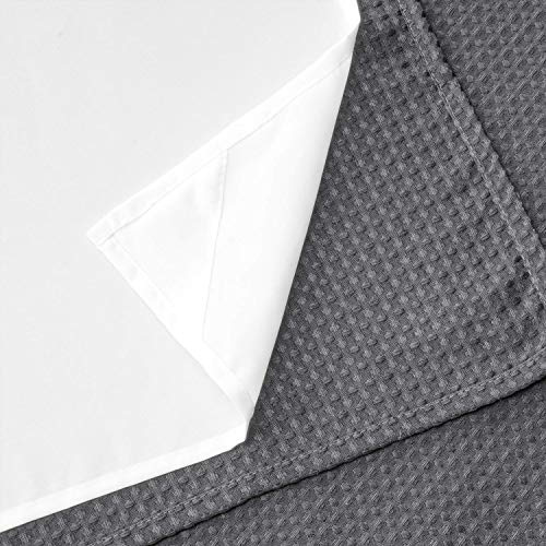 No Hooks Required Waffle Weave Shower Curtain with Snap in Liner - 71W x 74H,Hotel Grade,Spa Like Bath Curtain,Gray