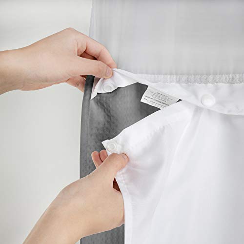 No Hooks Required Waffle Weave Shower Curtain with Snap in Liner - 71W x 74H,Hotel Grade,Spa Like Bath Curtain,Gray