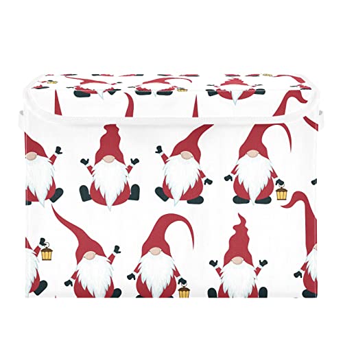 senya Large Storage Bins with Lids Large Closet Storage Bins Christmas Gnomes(6), Foldable Fabric Storage Boxes with Handle for Home Bedroom Office(228vb9g)