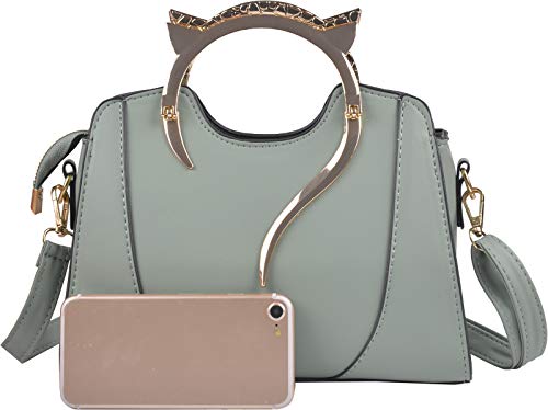 QZUnique Cat Purse for Women Cute Top Handle Shoulder Bag for Teens Girls Pu Leather Gothic Handbag Crossbody Bag