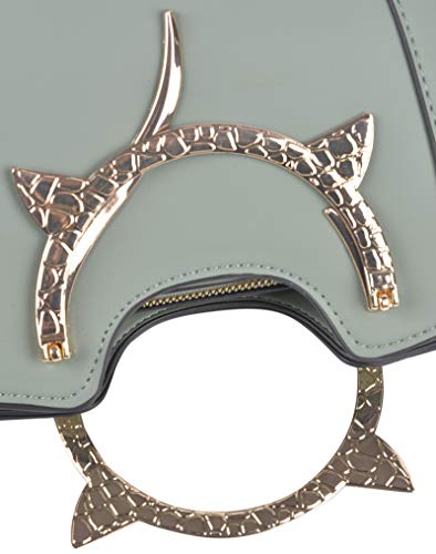 QZUnique Cat Purse for Women Cute Top Handle Shoulder Bag for Teens Girls Pu Leather Gothic Handbag Crossbody Bag