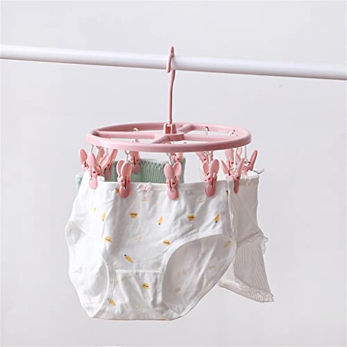 N/A Rotatable Multifunctional Round with 12 Clips Plastic Foldable Clips Indoor Socks Drying Rack ( Color : Apricot , Size : 24.5X20.7cm )