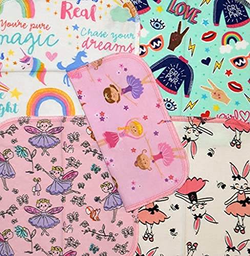 1 Ply All Things Girl Flannel Washable Kids Lunchbox Napkins 8x8 inches 5 Pack - Little Wipes (R) Flannel