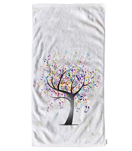 oFloral Tree Hand Towels Cotton Washcloths,Abstract Music Notes Tree of Life Comfortable Soft Towels for Bathroom Spa Gym Yoga Beach Kitchen,Hand Towel 15X30 Inch