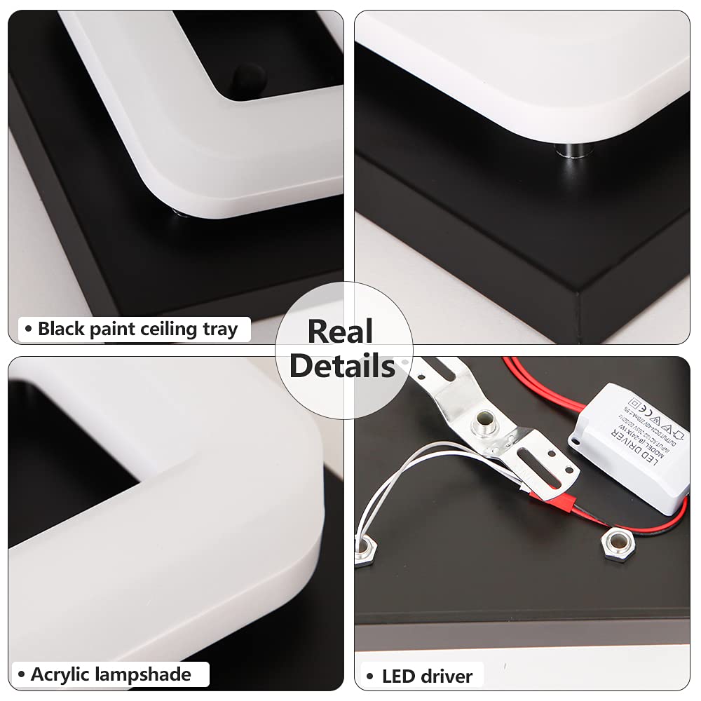 Artpad Modern Bathroom Ceiling Light Fixture Led 12W White Light Surface/Flush Mount Square Ceiling Lamp with Acrylic Lampshade for Bathroom Aisle Entrance Corridor Balcony (20cm)