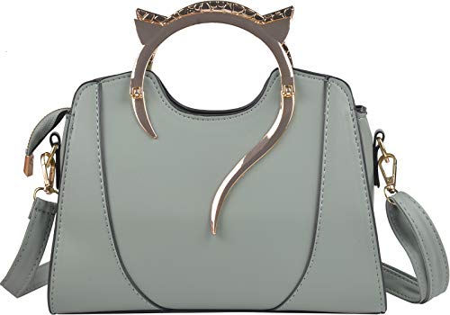 QZUnique Cat Purse for Women Cute Top Handle Shoulder Bag for Teens Girls Pu Leather Gothic Handbag Crossbody Bag