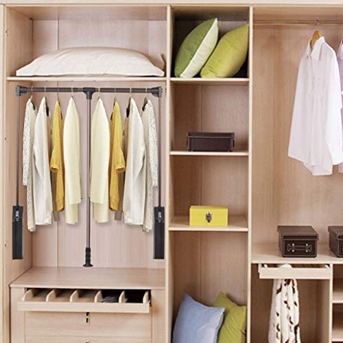 Large Wardrobe/Closet Lifter, Adjustable Width Double Damping Drop-Down Hanger, Saving Space, Suitable for Wardrobe Width 1100-1600MM, Bearing 30KG (Size : 1150-1500mm)