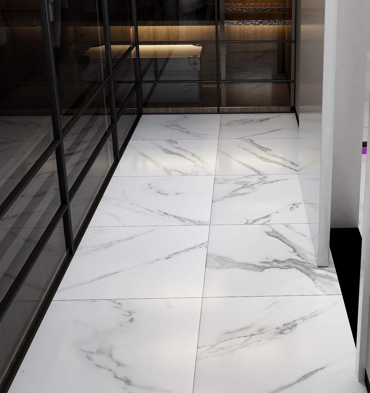 Livelynine 32-Pack White Marble Peel and Stick Floor Tile 12X12 Inch Waterproof Vinyl Floor Tiles Peel and Stick Flooring Tiles Self Adhesive Bathroom Floor Tile Stickers Kitchen Laminate Groutable