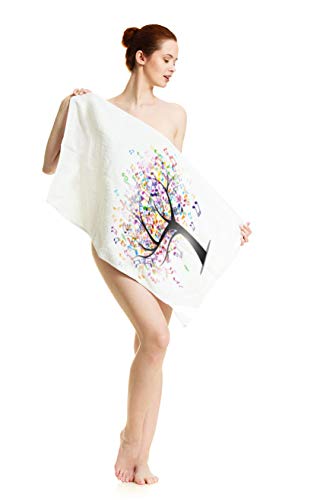 oFloral Tree Hand Towels Cotton Washcloths,Abstract Music Notes Tree of Life Comfortable Soft Towels for Bathroom Spa Gym Yoga Beach Kitchen,Hand Towel 15X30 Inch