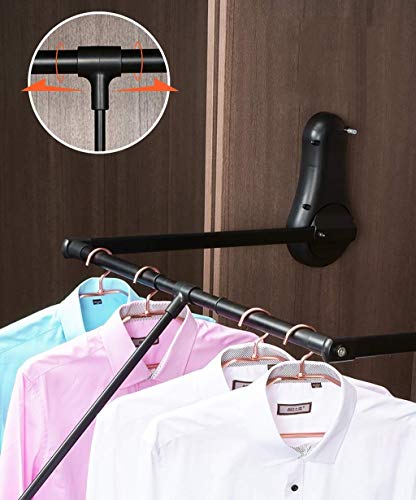 Drop-Down Wardrobe Hanger, Adjustable Aluminum Closet Storage Rack, Large Retractable Cloth Hanger, Save Space, Load 30KG (Size : 510-650mm)