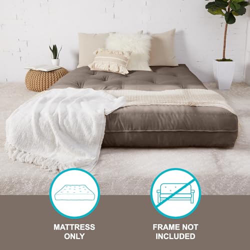 Trupedic Futon Mattress for Floor or Frame - Plush Foldable Sofa Bed for Adults & Kids - Portable Convertible Foam Futon for Dorm Room, Camping, Office - Frame Not Included (5” Thickness, Full Size)