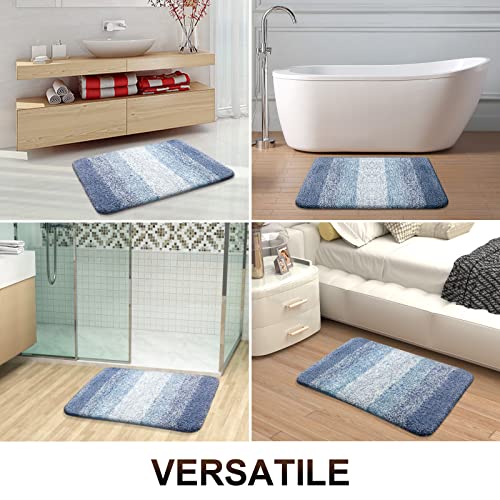 OLANLY Luxury Bathroom Rug Mat, Extra Soft and Absorbent Microfiber Bath Rugs, Non-Slip Plush Shaggy Bath Carpet, Machine Wash Dry, Bath Mats for Bathroom Floor, Tub and Shower, 24x16, Blue