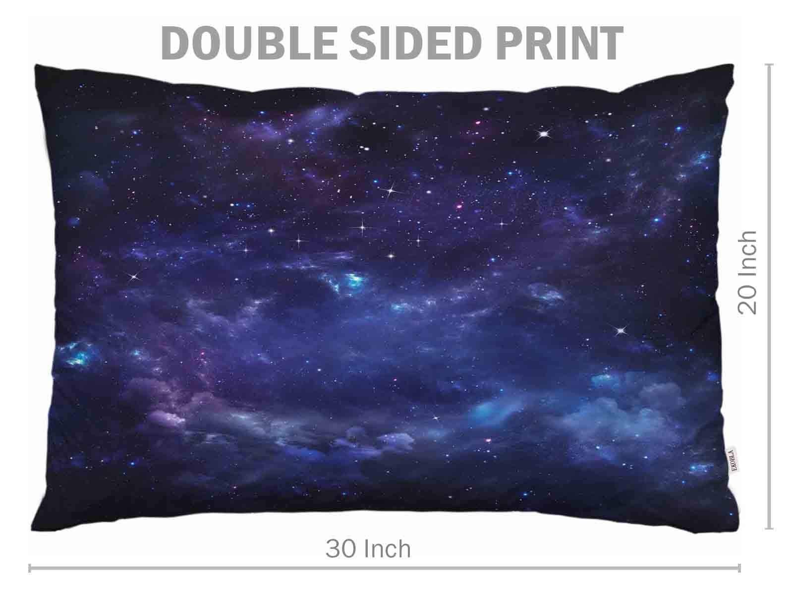 EKOBLA Throw Pillow Cover Starry Sky Galaxy Space Night Time Universe Stars Nebula Black Blue Abstract Decor Lumbar Pillow Case Cushion for Sofa Couch Bed Standard Queen Size 20x30 Inch