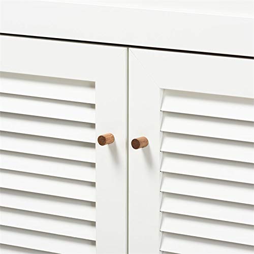BOWERY HILL Walnut Finished 11-Shelf Wood Shoe Cabinet with Drawer