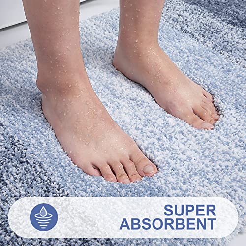 OLANLY Luxury Bathroom Rug Mat, Extra Soft and Absorbent Microfiber Bath Rugs, Non-Slip Plush Shaggy Bath Carpet, Machine Wash Dry, Bath Mats for Bathroom Floor, Tub and Shower, 24x16, Blue