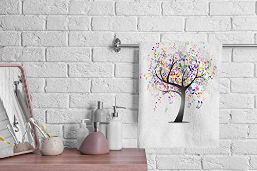 oFloral Tree Hand Towels Cotton Washcloths,Abstract Music Notes Tree of Life Comfortable Soft Towels for Bathroom Spa Gym Yoga Beach Kitchen,Hand Towel 15X30 Inch