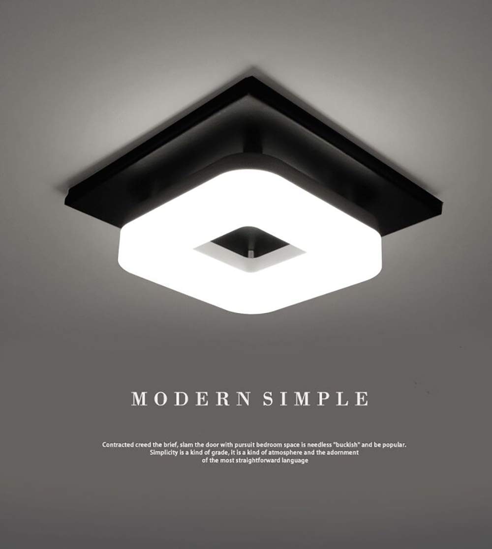 Artpad Modern Bathroom Ceiling Light Fixture Led 12W White Light Surface/Flush Mount Square Ceiling Lamp with Acrylic Lampshade for Bathroom Aisle Entrance Corridor Balcony (20cm)