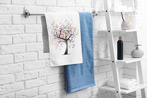 oFloral Tree Hand Towels Cotton Washcloths,Abstract Music Notes Tree of Life Comfortable Soft Towels for Bathroom Spa Gym Yoga Beach Kitchen,Hand Towel 15X30 Inch