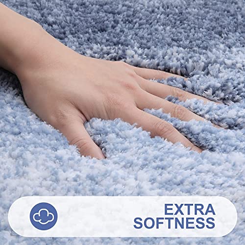 OLANLY Luxury Bathroom Rug Mat, Extra Soft and Absorbent Microfiber Bath Rugs, Non-Slip Plush Shaggy Bath Carpet, Machine Wash Dry, Bath Mats for Bathroom Floor, Tub and Shower, 24x16, Blue