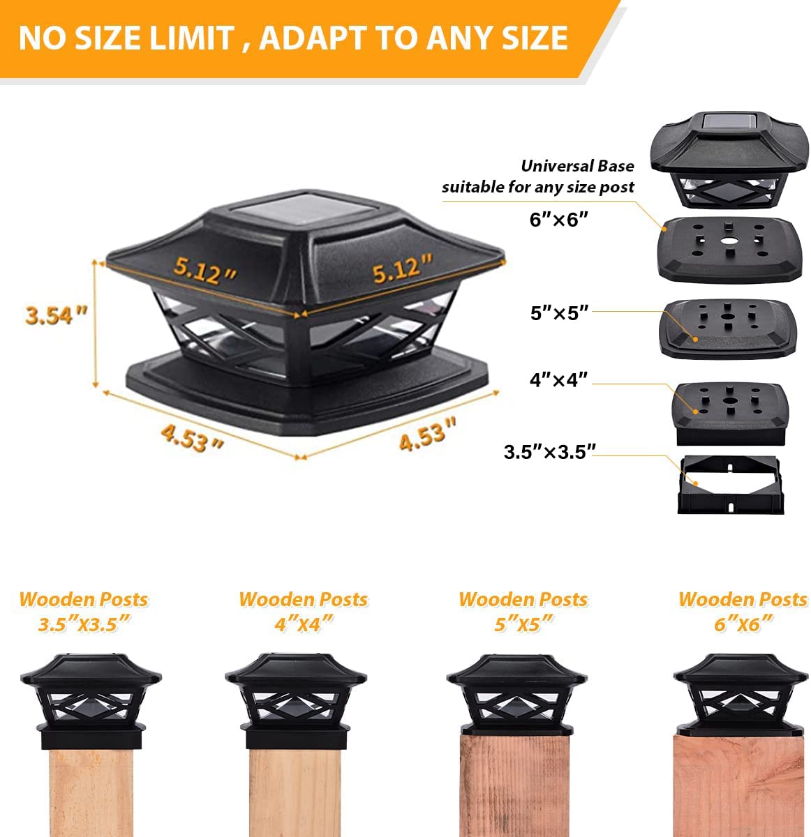 TWINSLUXES Solar Post Lights Outdoor 2 Modes Waterproof LED Solar Post Cap Lights for 3.5x3.5 4x4 5x5 and 6x6 Wooden&Vinyl Post,Fence Post Solar Lights for Garden/Patio/Porch Solar Powered(8 Pack)