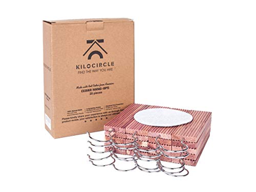 kilocircle [Newly Upgraded:Hook Assembled] Cedar Hang ups for Closet 20pcs with Cedar Fragrance-Standard Size 6.5’’x1.9'’X0.5''