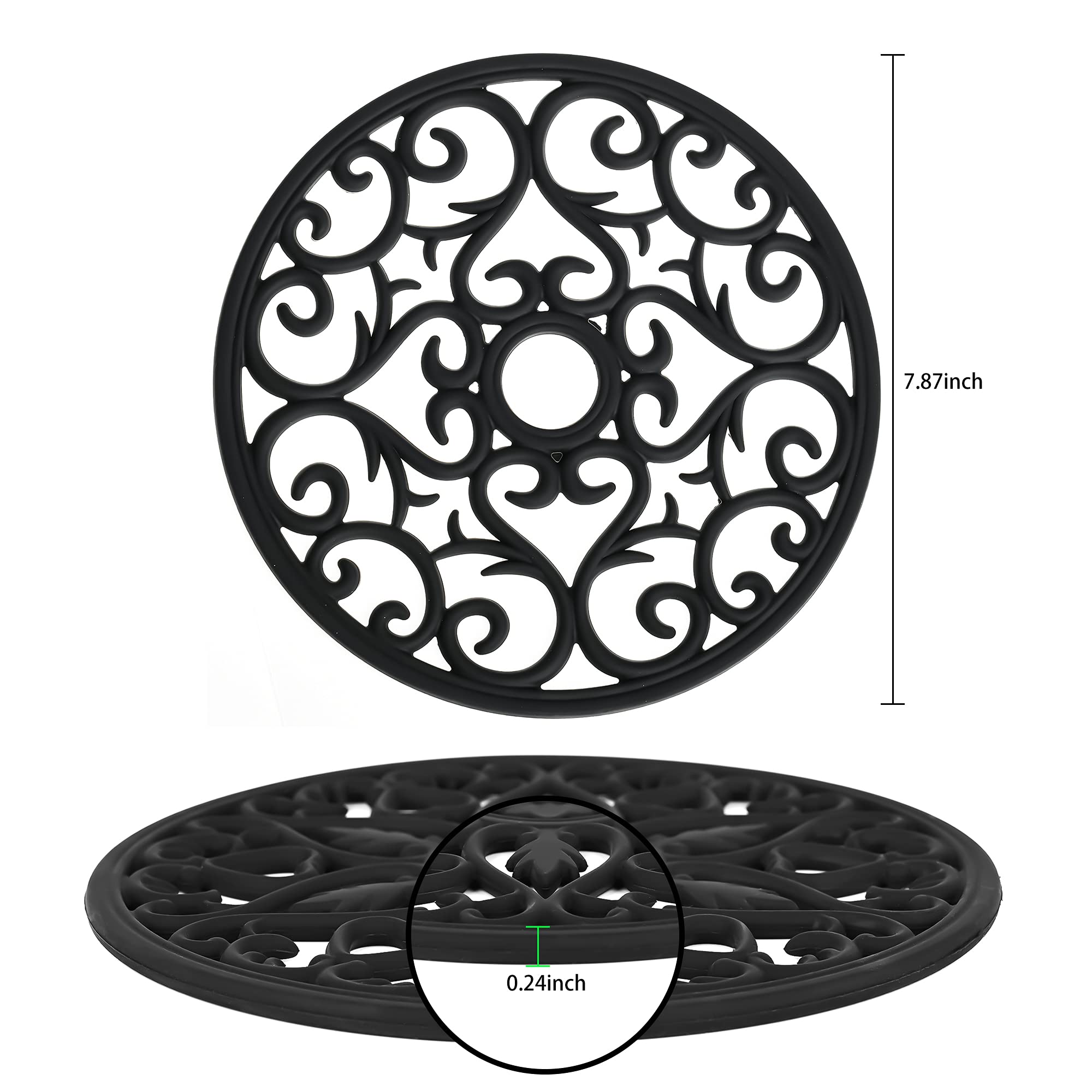 Smitchraft Silicone Trivets for Hot Dishes, Pots & Pans, Silicone Hot Pads for Kitchen Quartz Countertops, Silicone Pot Holders Mat, Multi-use Carved Heat Resistant Mat for Counter & Table, Set 3 Pink
