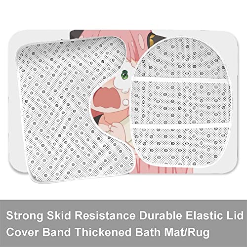 an.ya Cry S.py X Family Anime 4pcs Shower Curtain Sets with Non Slip Rugs, Toilet Lid Cover and Bath Mat, Shower Curtain with 12 Hooks for Bathroom