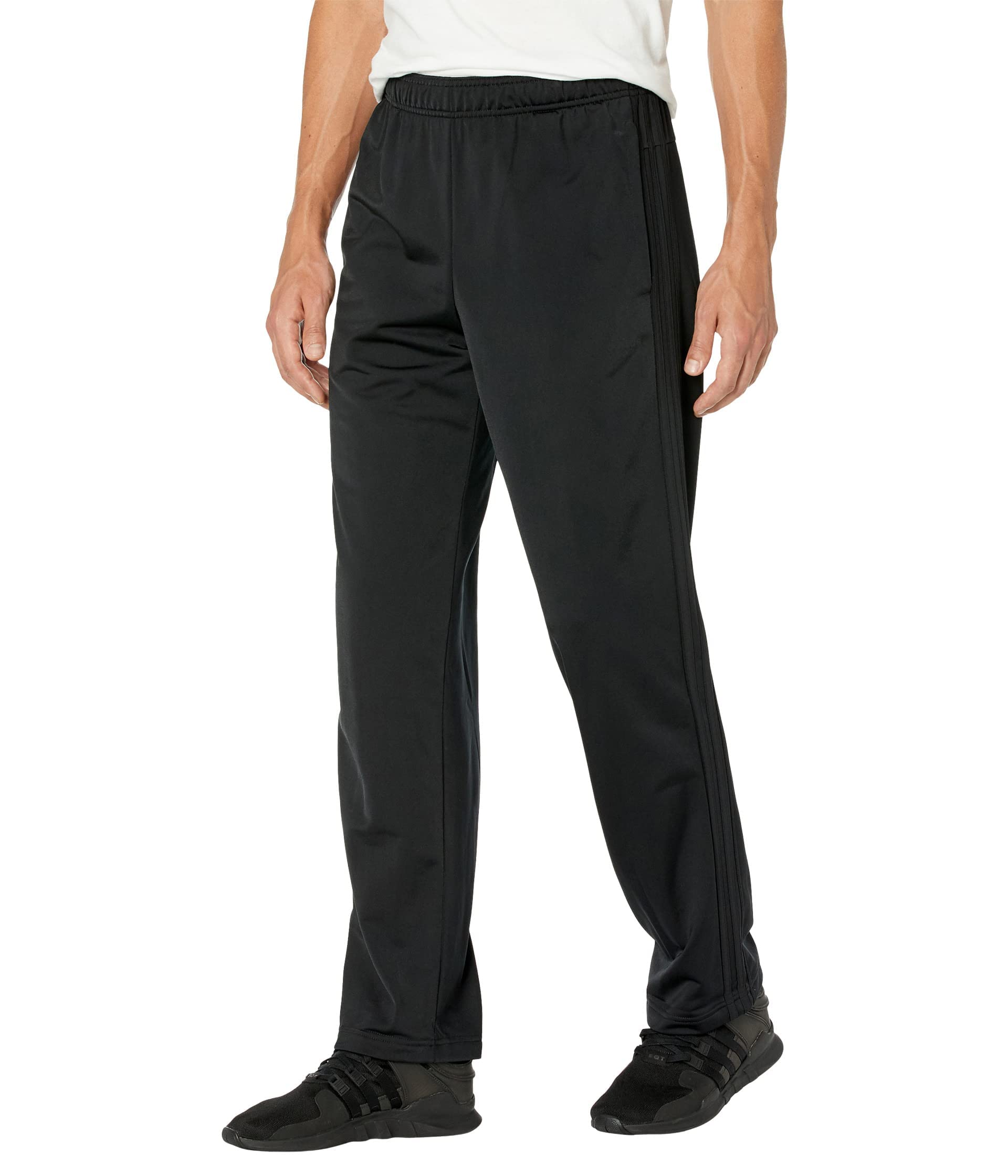 adidas Men's Essentials Warm-up Open Hem 3-stripes Tracksuit Bottoms, Black/Black, X-Large